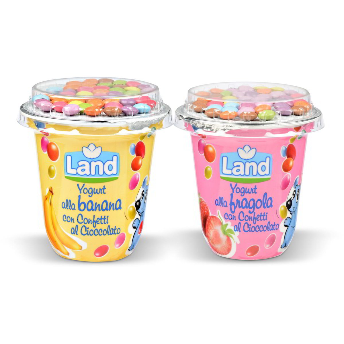 Yogurt fragola/banana con confetti al cioccolato LAND 110g in dettaglio ...