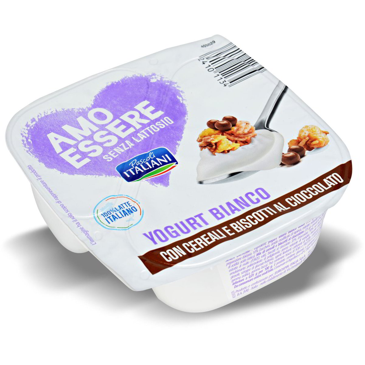 Yogurt bianco con cereali e biscotti al cioccolato senza lattosio AMO ...