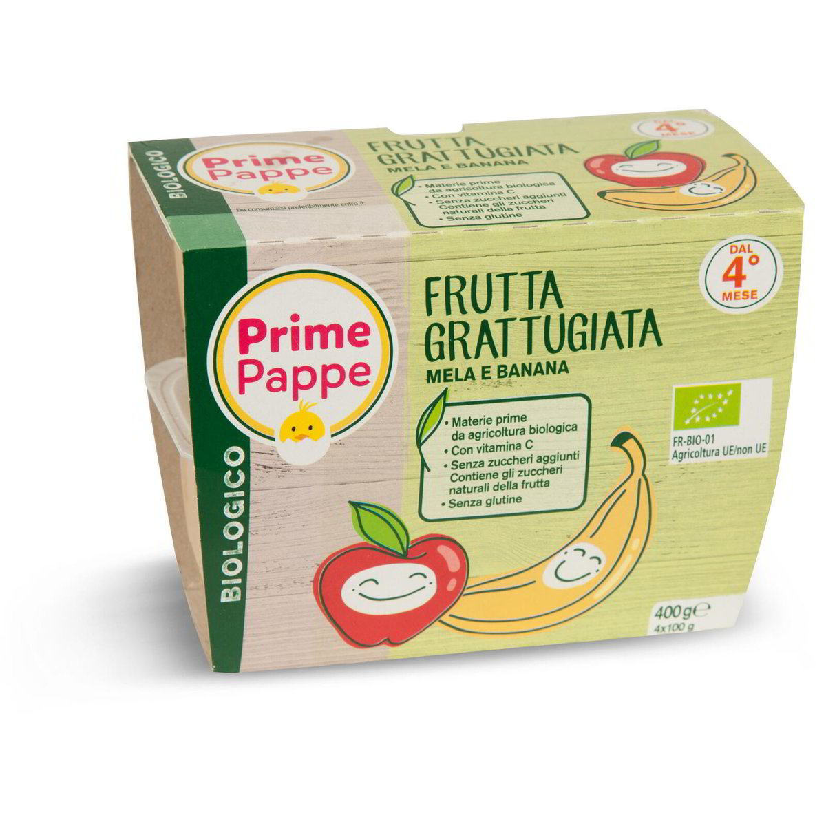 Purea di frutta grattugiata mela e banana biologica PRIME PAPPE 400g (4 ...