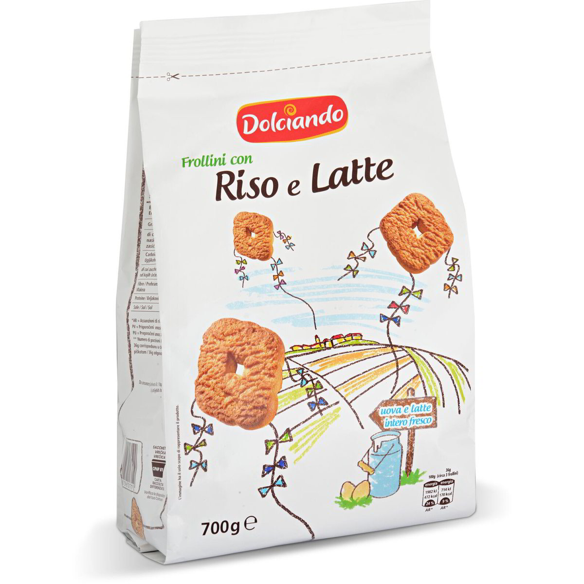 Biscotti frollini con riso e latte DOLCIANDO 700g in dettaglio ...