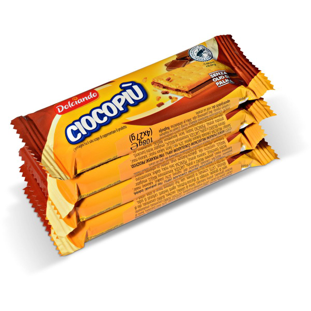Biscotto Ciocopiù farcito con cioccolato al latte DOLCIANDO 108g (4 x ...