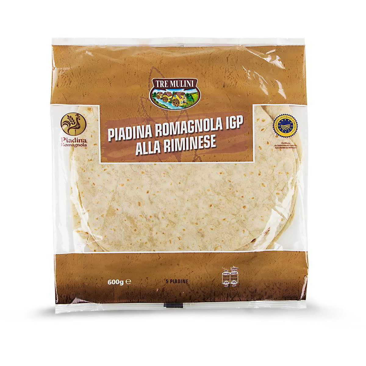 Piadina romagnola IGP alla riminese TRE MULINI 600g in dettaglio ...