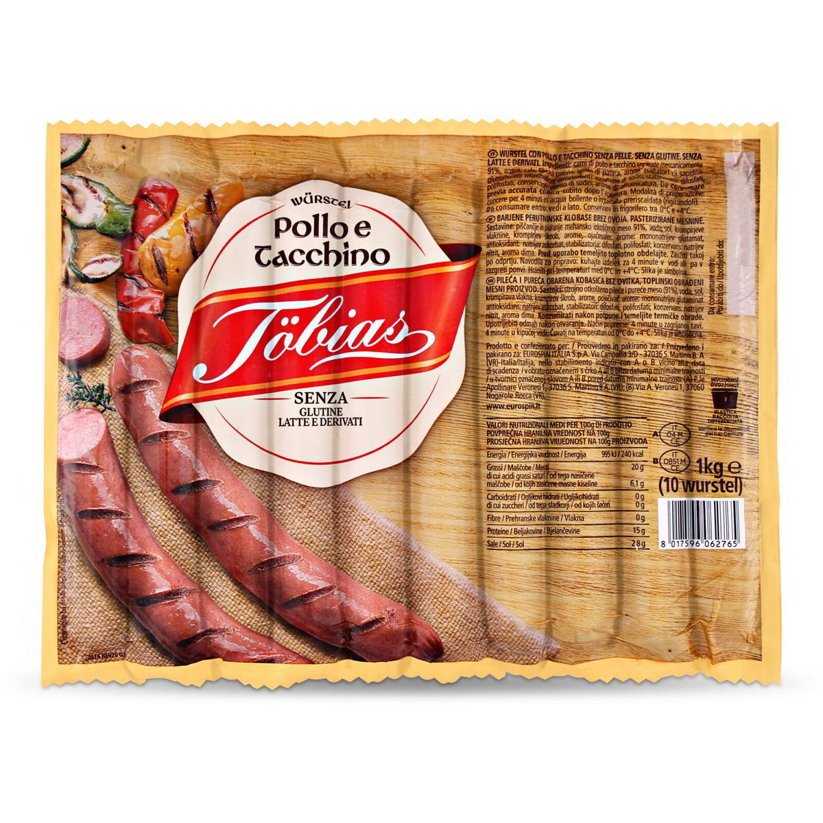 Wurstel di pollo e tacchino TOBIAS 1.000g in dettaglio | Eurospin Spesa ...