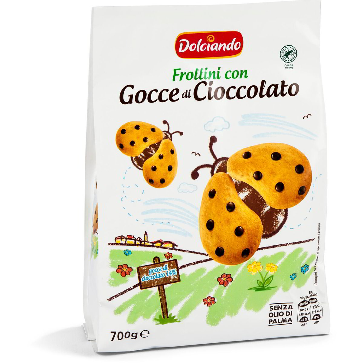 Biscotti frollini con gocce di cioccolato DOLCIANDO 700g in dettaglio ...