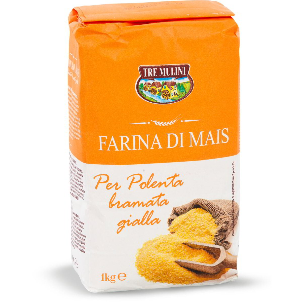 Farina di mais per polenta bramata gialla TRE MULINI 1kg in dettaglio ...