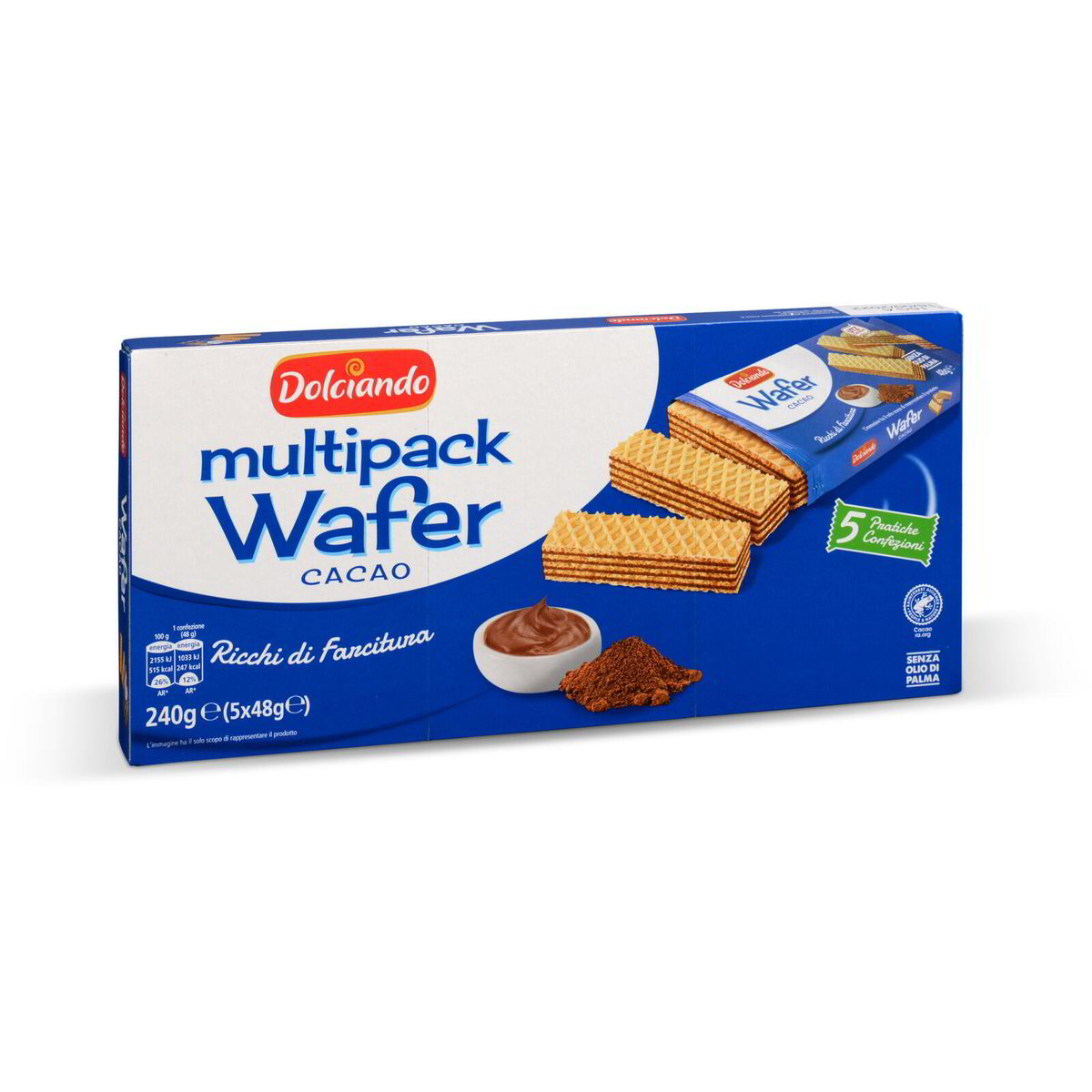Wafer al cacao multipack 5 pezzi DOLCIANDO 240g (5 x 48g) in dettaglio ...