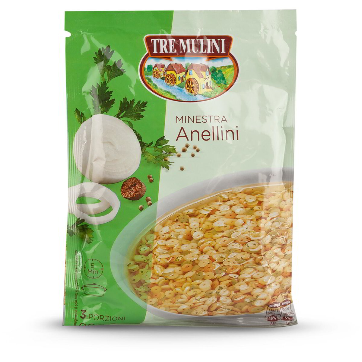 Minestra con anellini di pasta TRE MULINI 90g in dettaglio | Eurospin ...